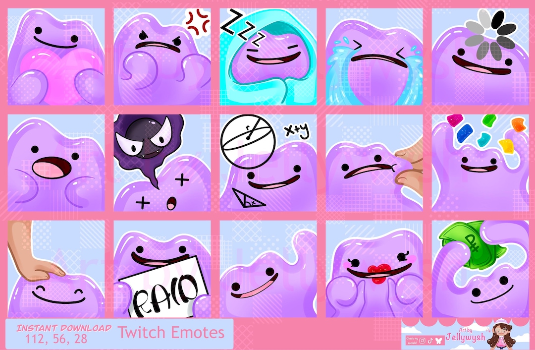 15x Ditto Pokemon Emote Bundle | Cute Emotes | Twitch Streaming ...