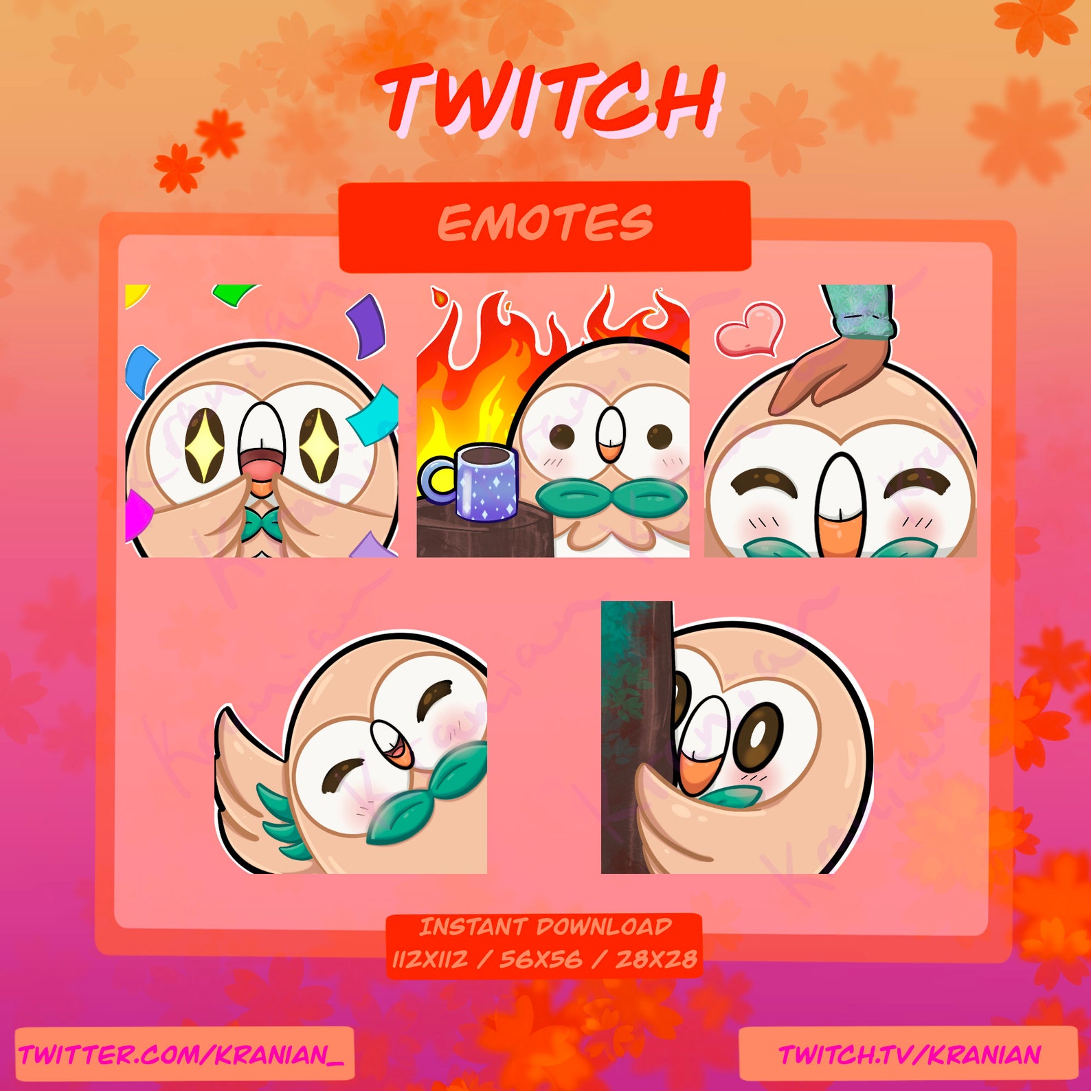 Rowlet Emote Pack 1 Pokemon - Etsy