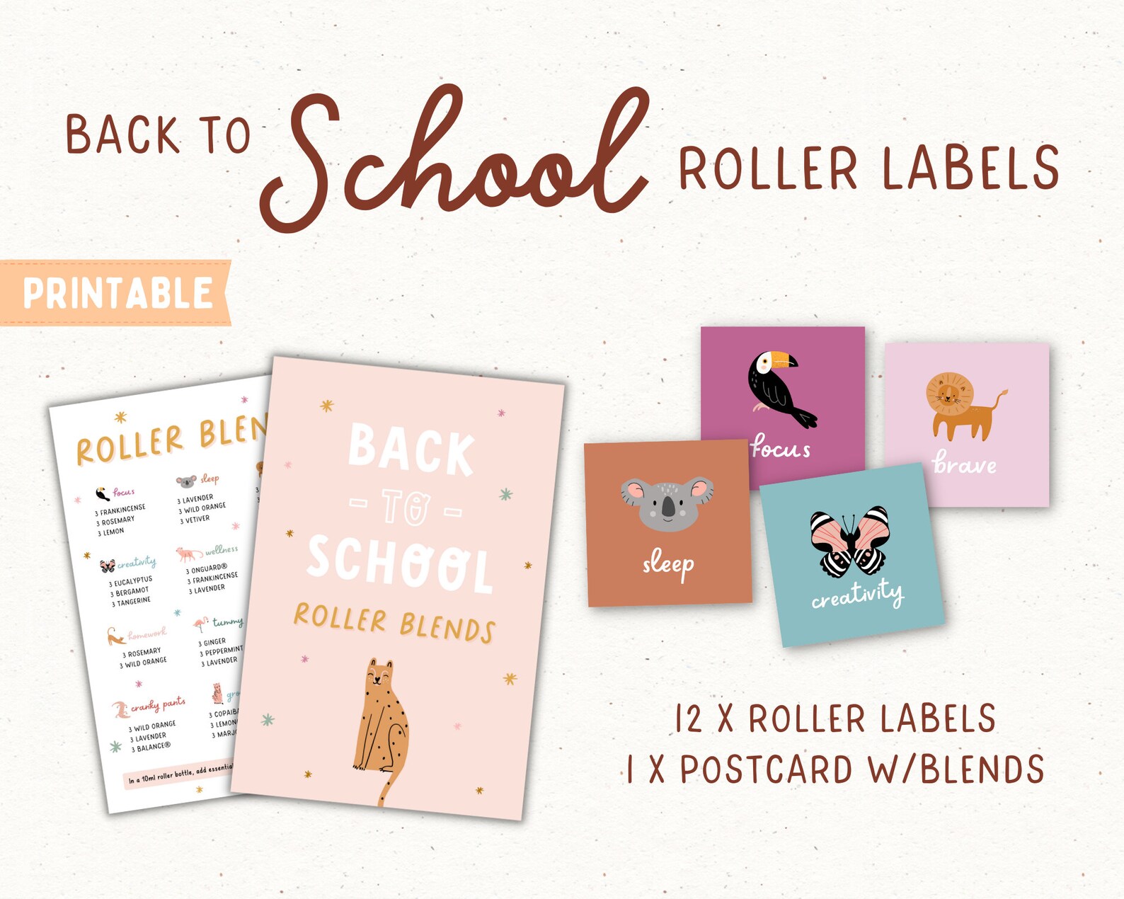 PRINTABLE Roller Labels for Kids, Back to School Roller Labels ...