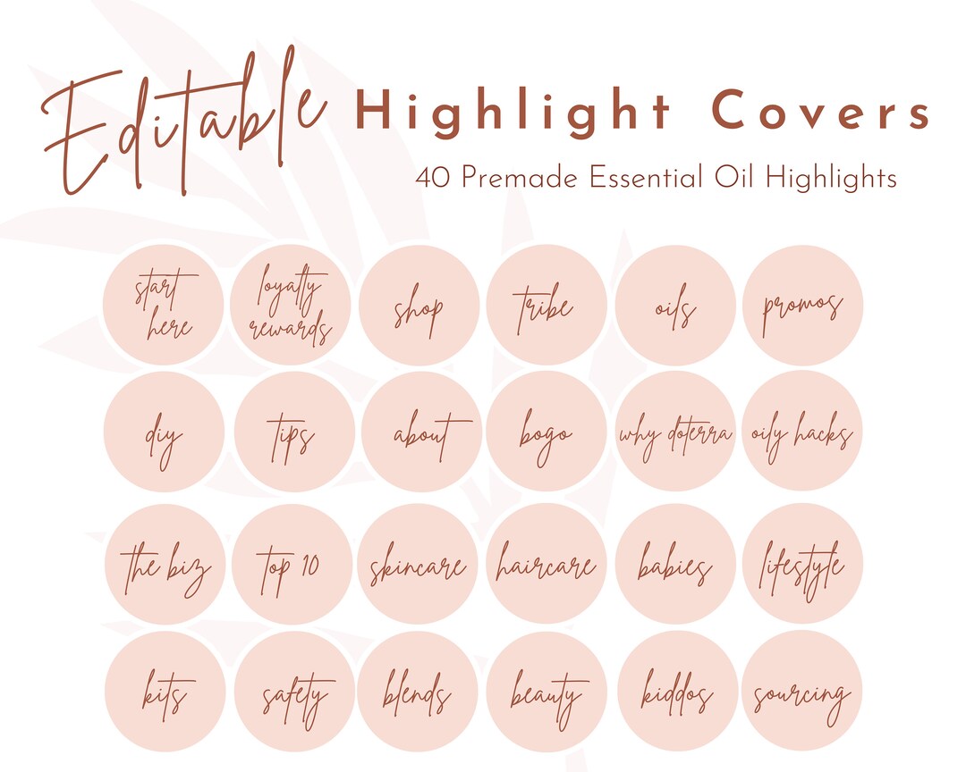 EDITABLE Instagram Highlight Covers, Essential Oil Themed Instagram ...