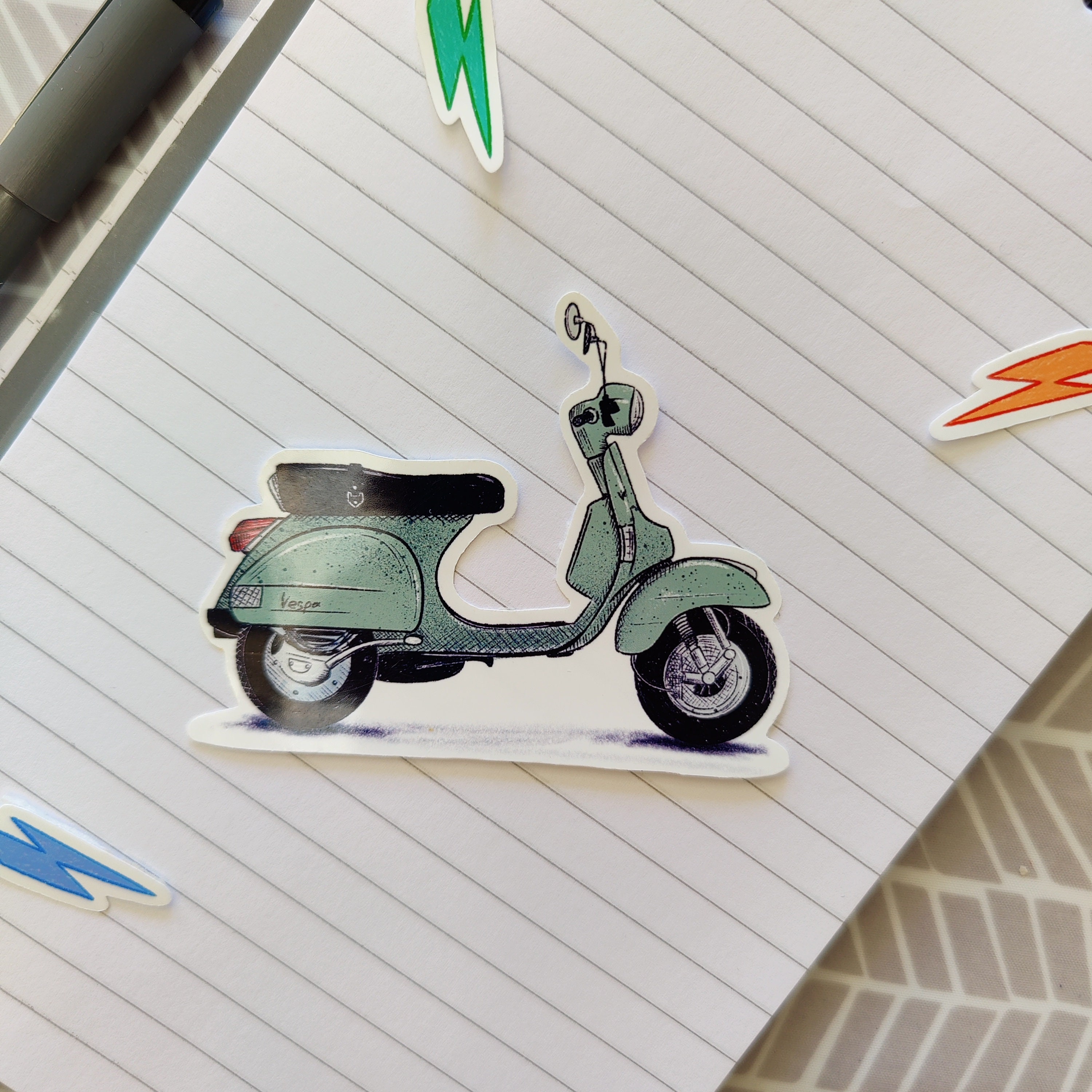 Vespa Sticker Teal Moped Retro Bike Sticker Europe Travel - Etsy