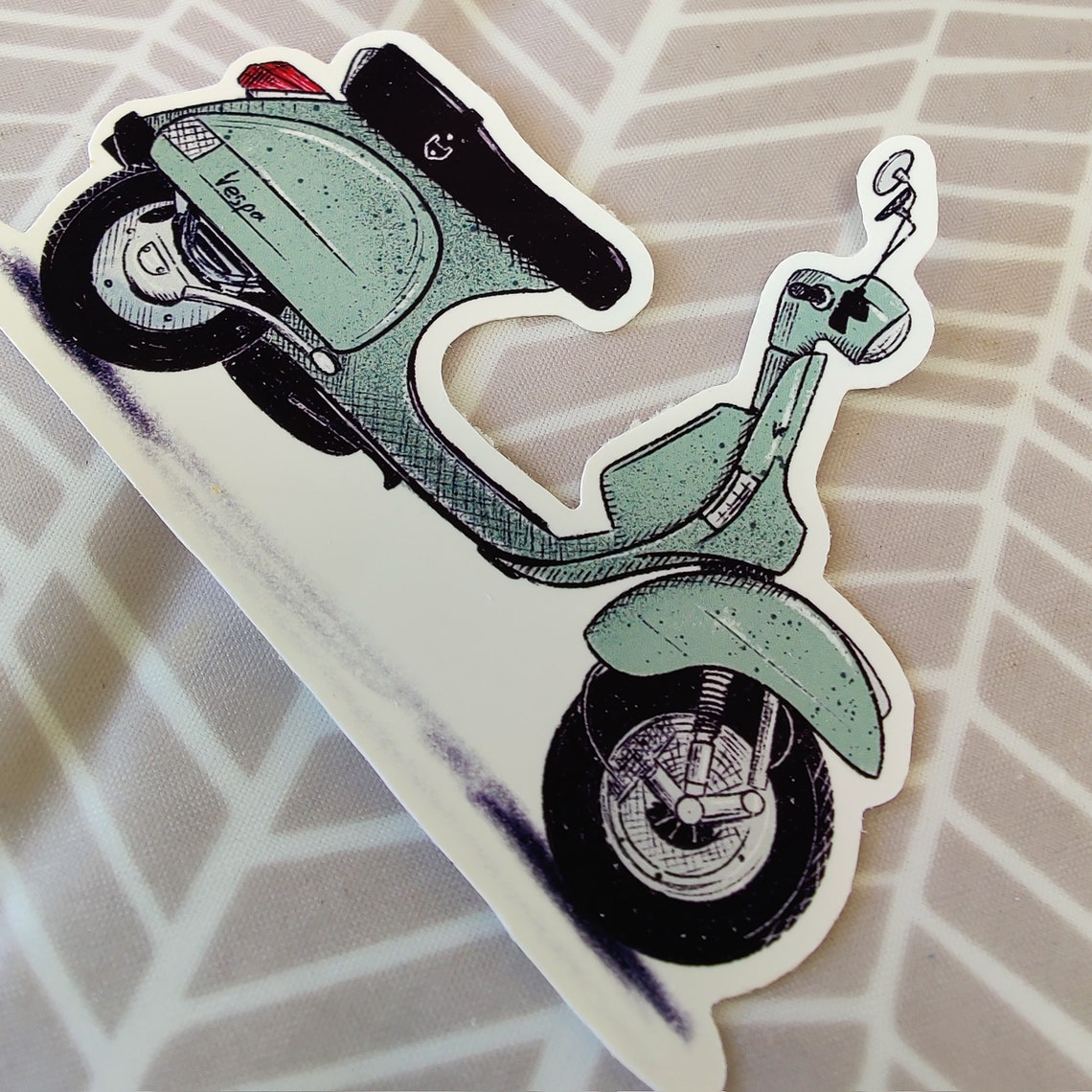 Vespa Sticker Teal Moped Retro Bike Sticker Europe Travel | Etsy