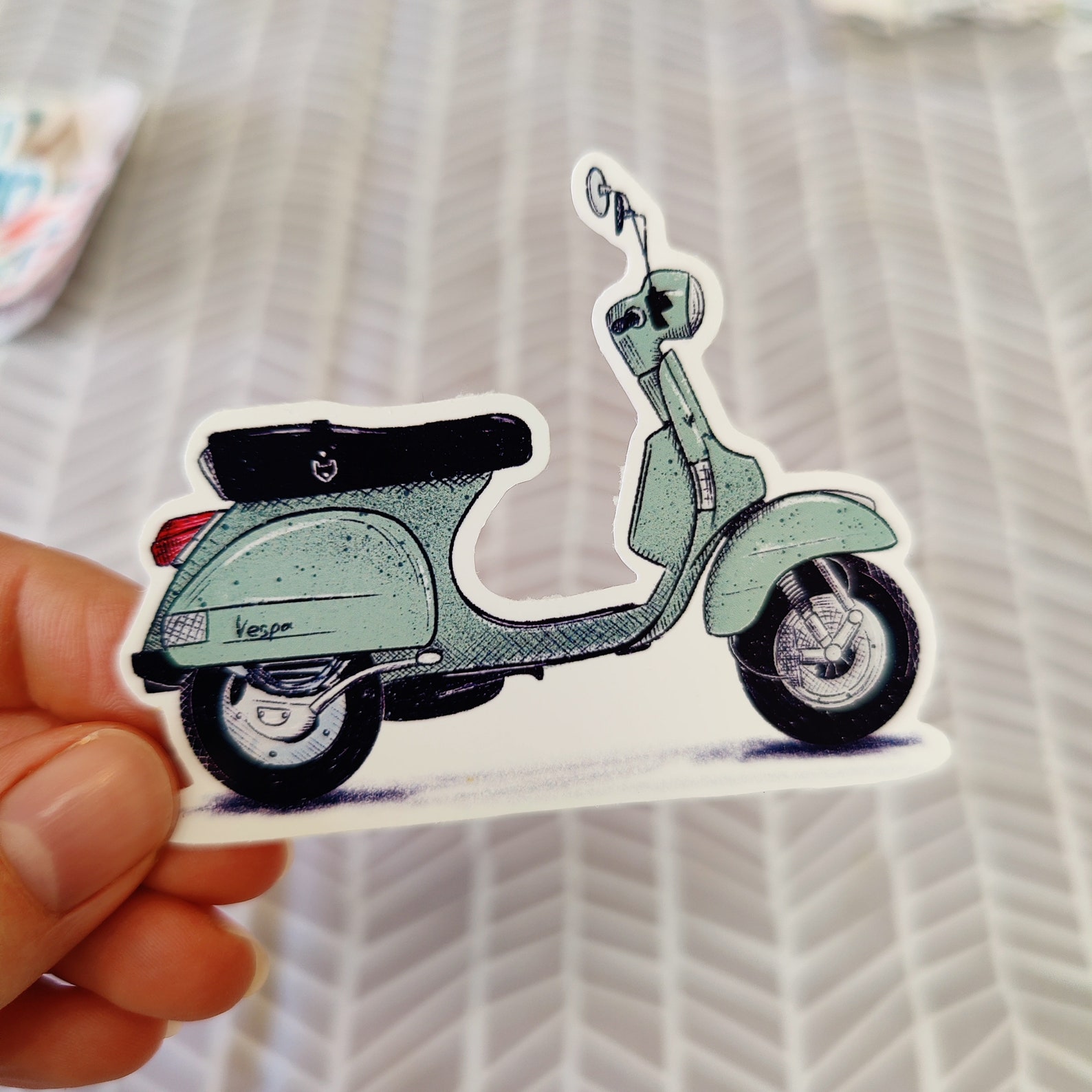 Vespa Sticker Teal Moped Retro Bike Sticker Europe Travel - Etsy UK