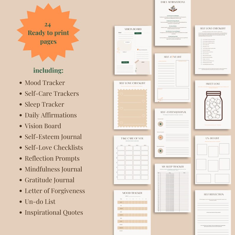 Ultimate Self-love Printable Planner Bundle | Daily Affirmations, Self ...