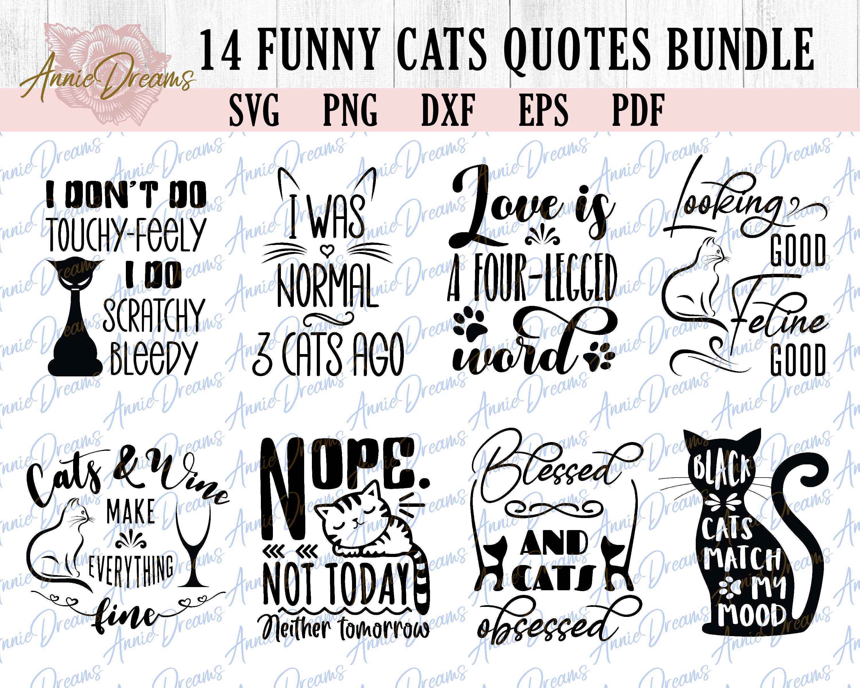 Funny Cats Quotes SVG Bundle Cats Bundle SVG Cat Lover SVG | Etsy