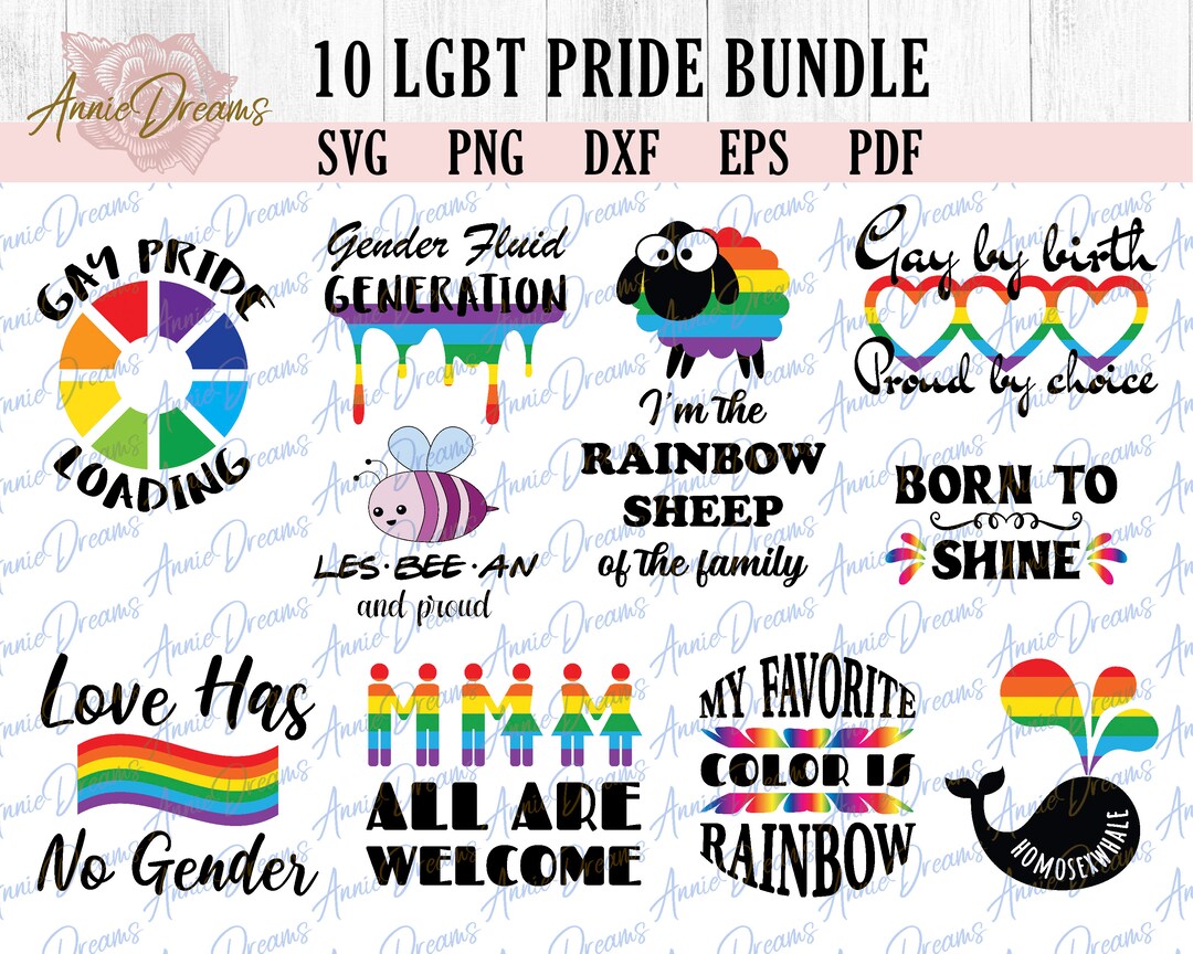 LGBT Pride SVG Bundle, Gay Pride SVG, Gay Dxf, Rainbow Pride Svg, Gay ...