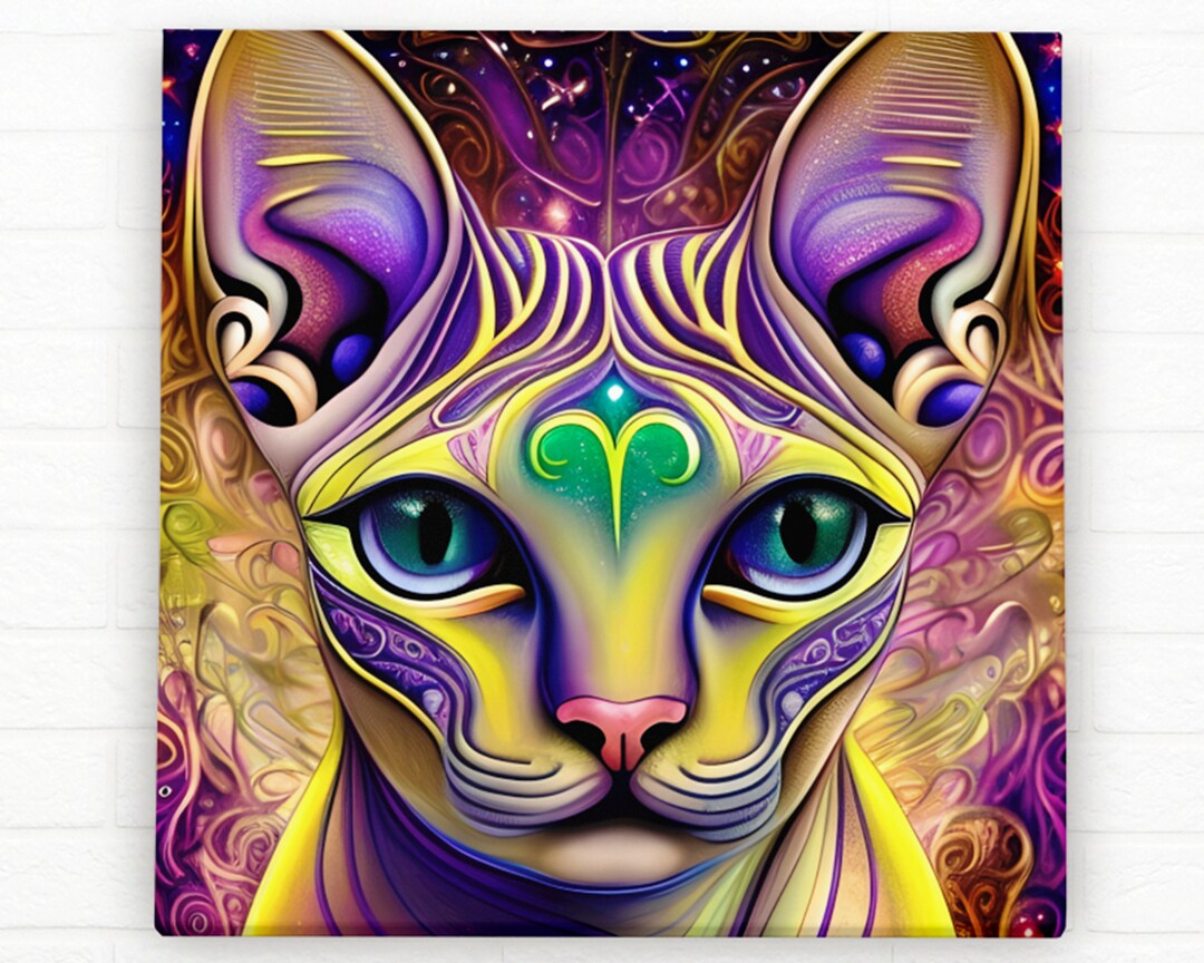 Dreamlike Sphynx Digital Art Print, Cat Printable Wall Art, AI Art ...