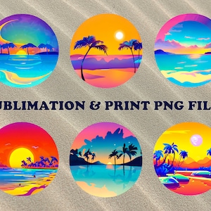 Beach Sunset Sublimation PNG Bundle, Tropical Beach Sublimation ...
