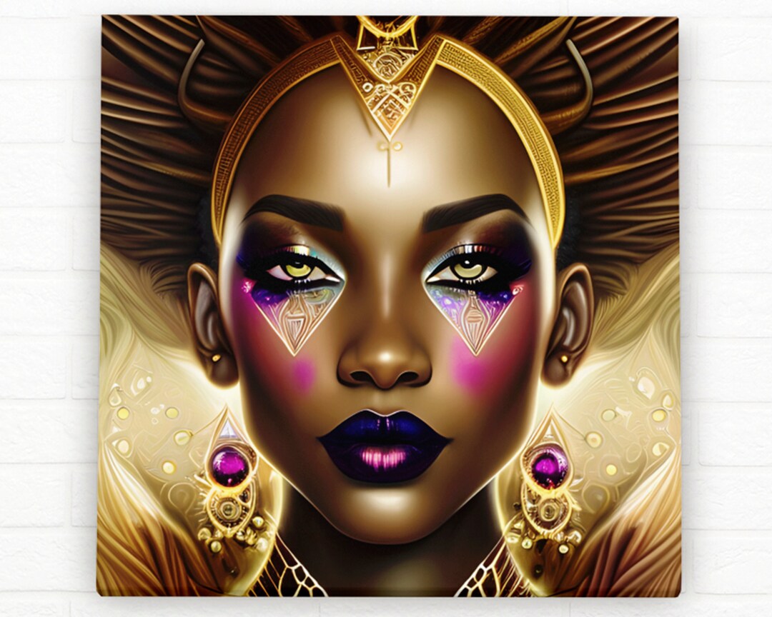 Black Goddess Digital Art Print, Futuristic Sci Fi Wall Art Printable ...