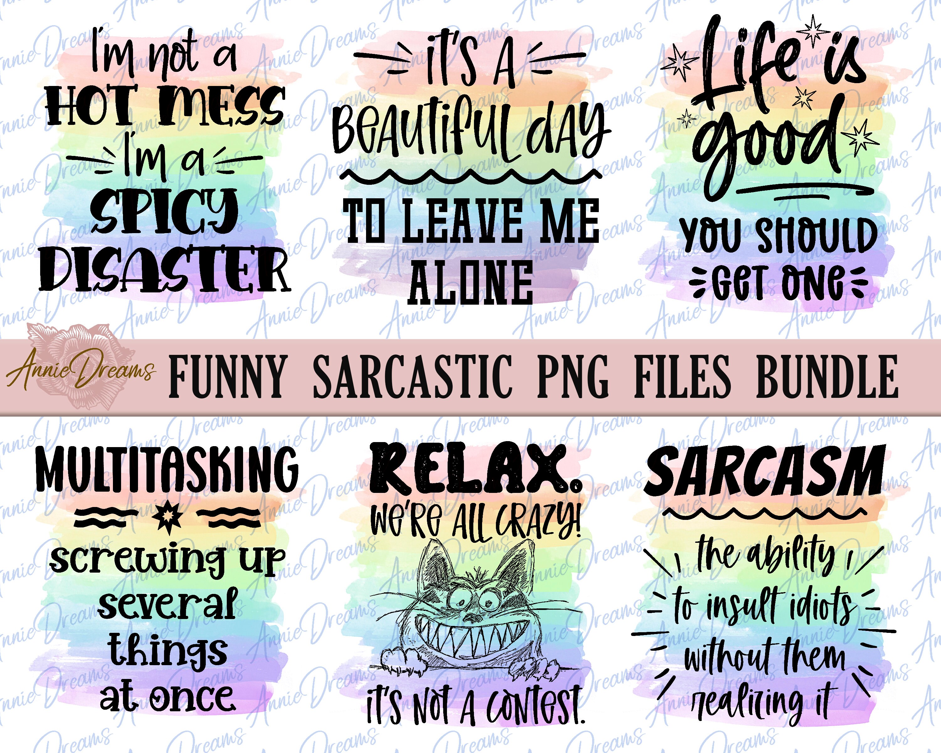 Funny Sarcastic PNG Bundle Rainbow Sarcasm Sublimation PNG - Etsy