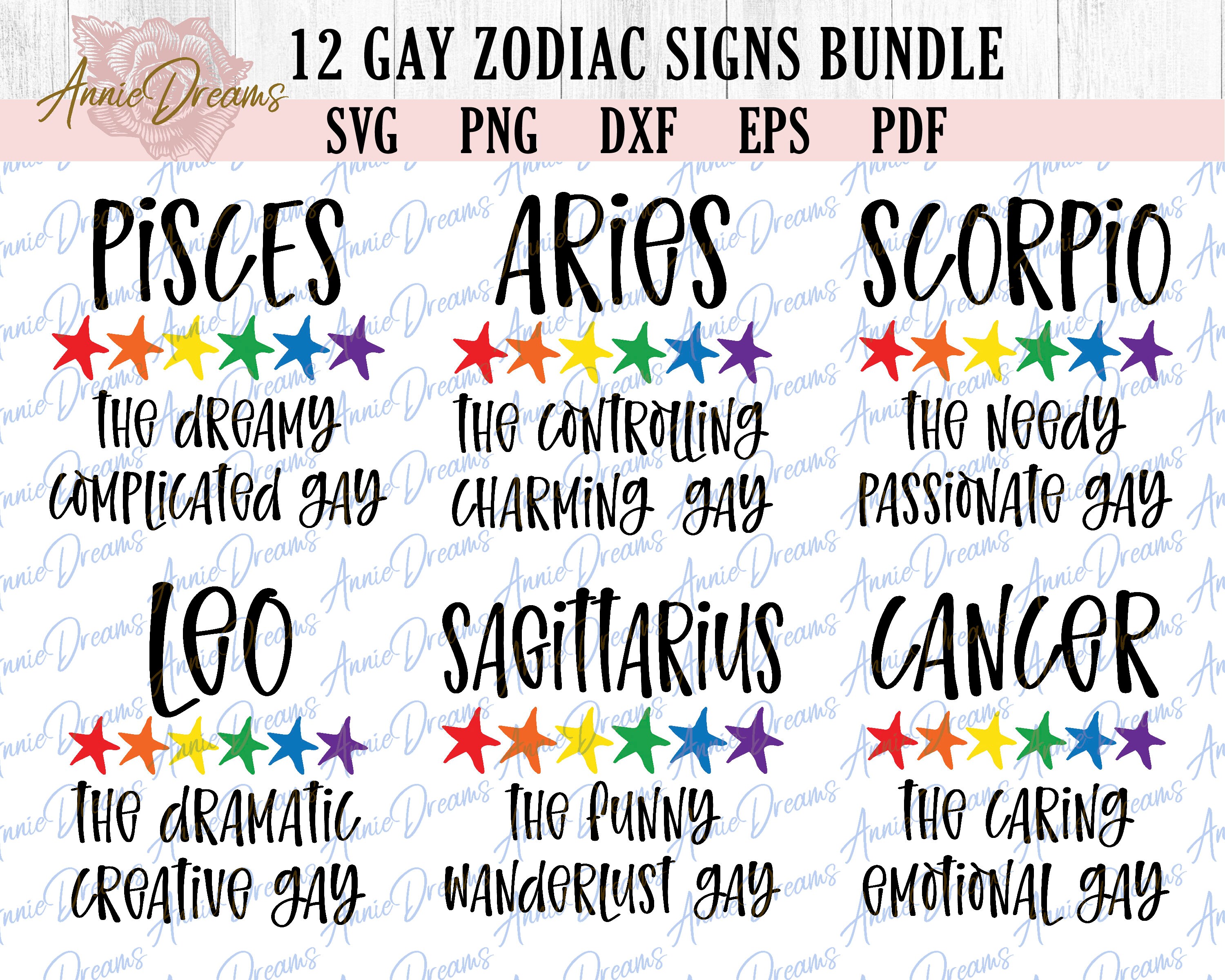 Gay Zodiac SVG Bundle LGBT Pride SVG Bundle Gay Horoscope - Etsy Canada