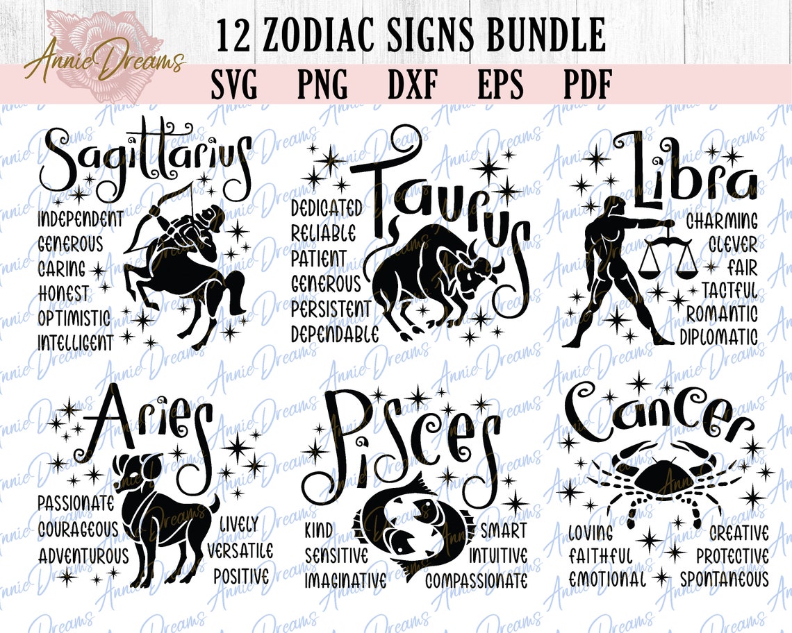 Zodiac Signs SVG Bundle Horoscope SVG Bundle Zodiac Signs - Etsy UK
