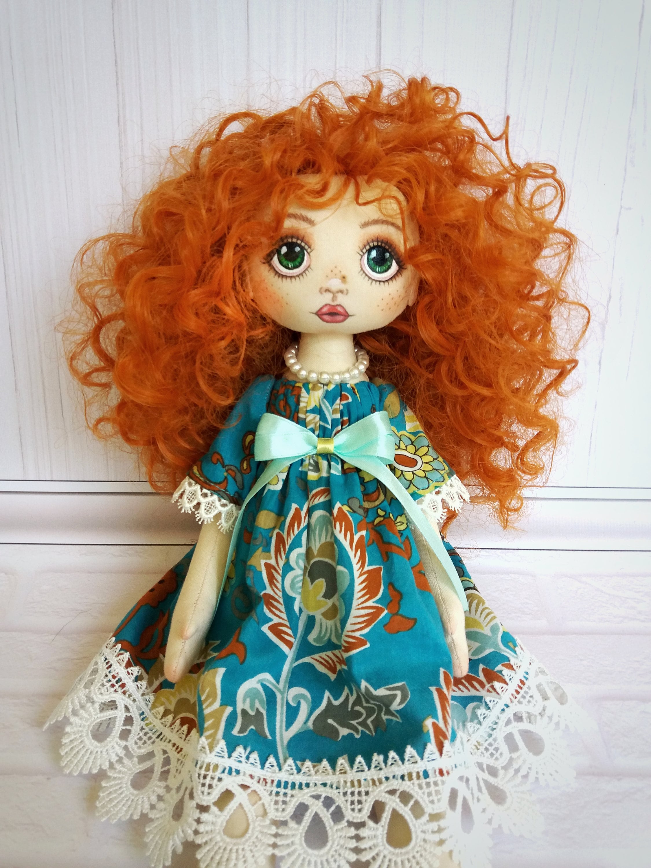 Ginger Hair Textile Doll Red Haired Softie Doll Handmade Doll Gift for ...