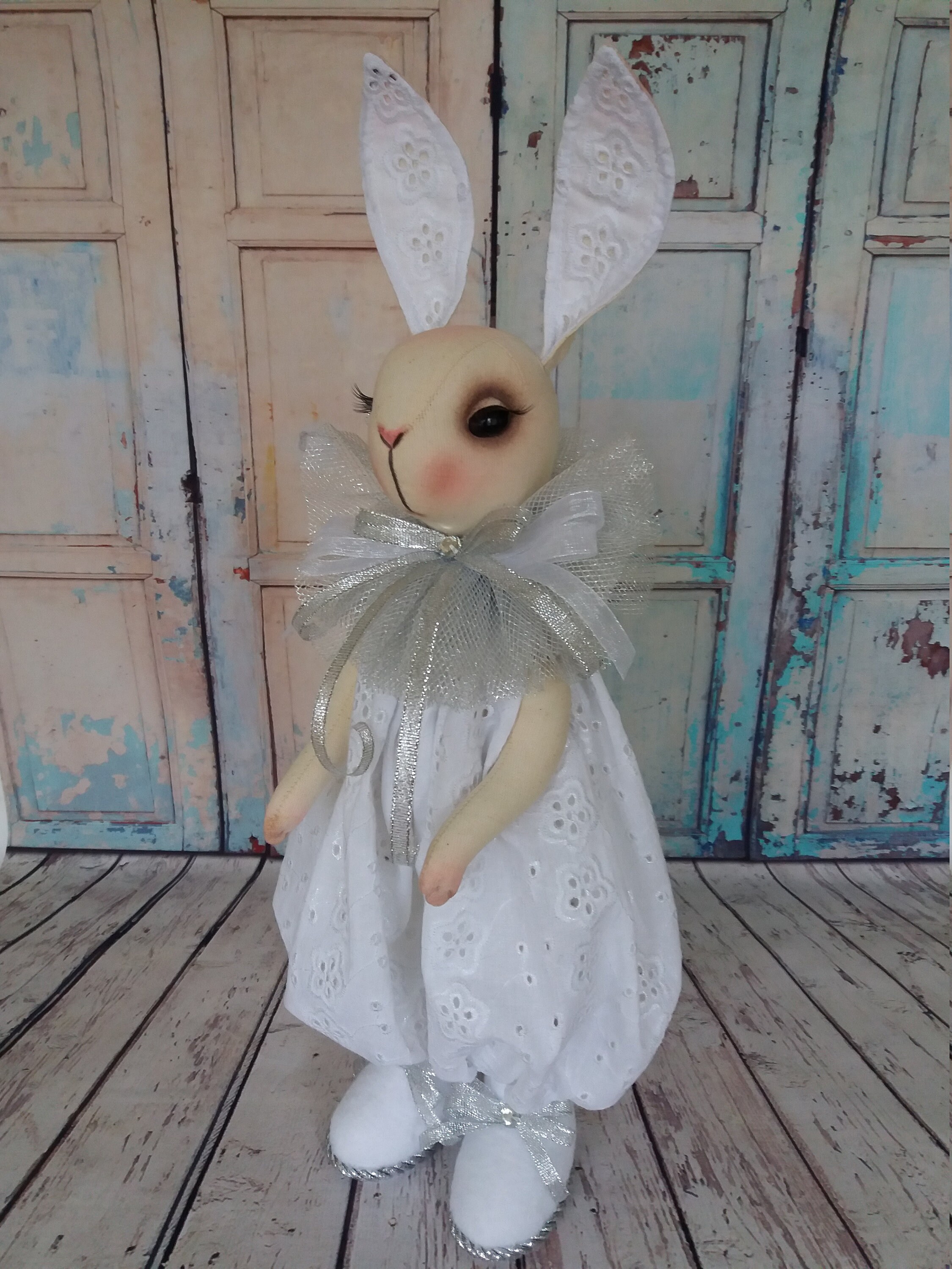 White Rabbit Toy Easter Bunny Fabric Toy Interior Toy Stuffed - Etsy
