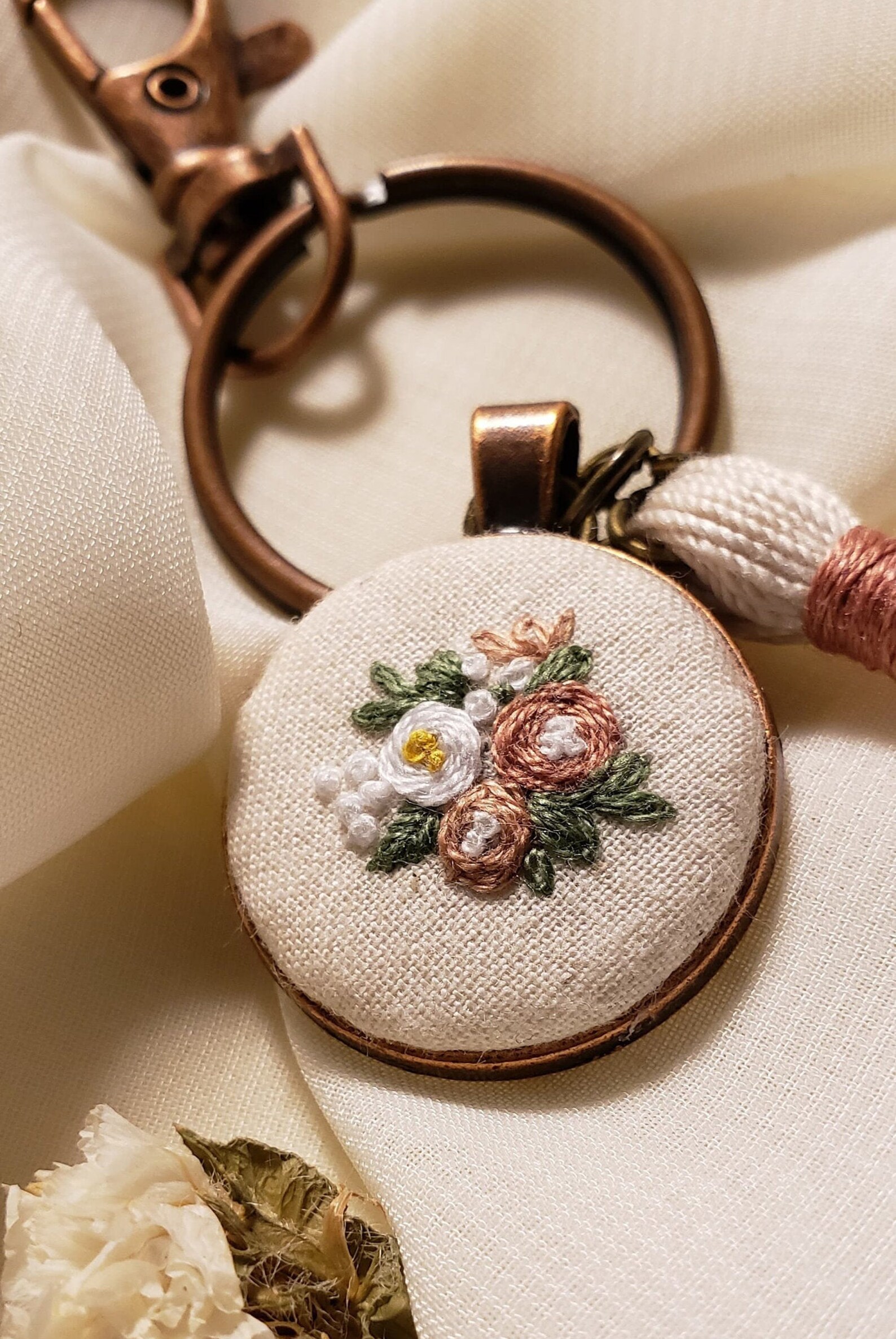 Simply Pink | Embroidery Keychain - Etsy