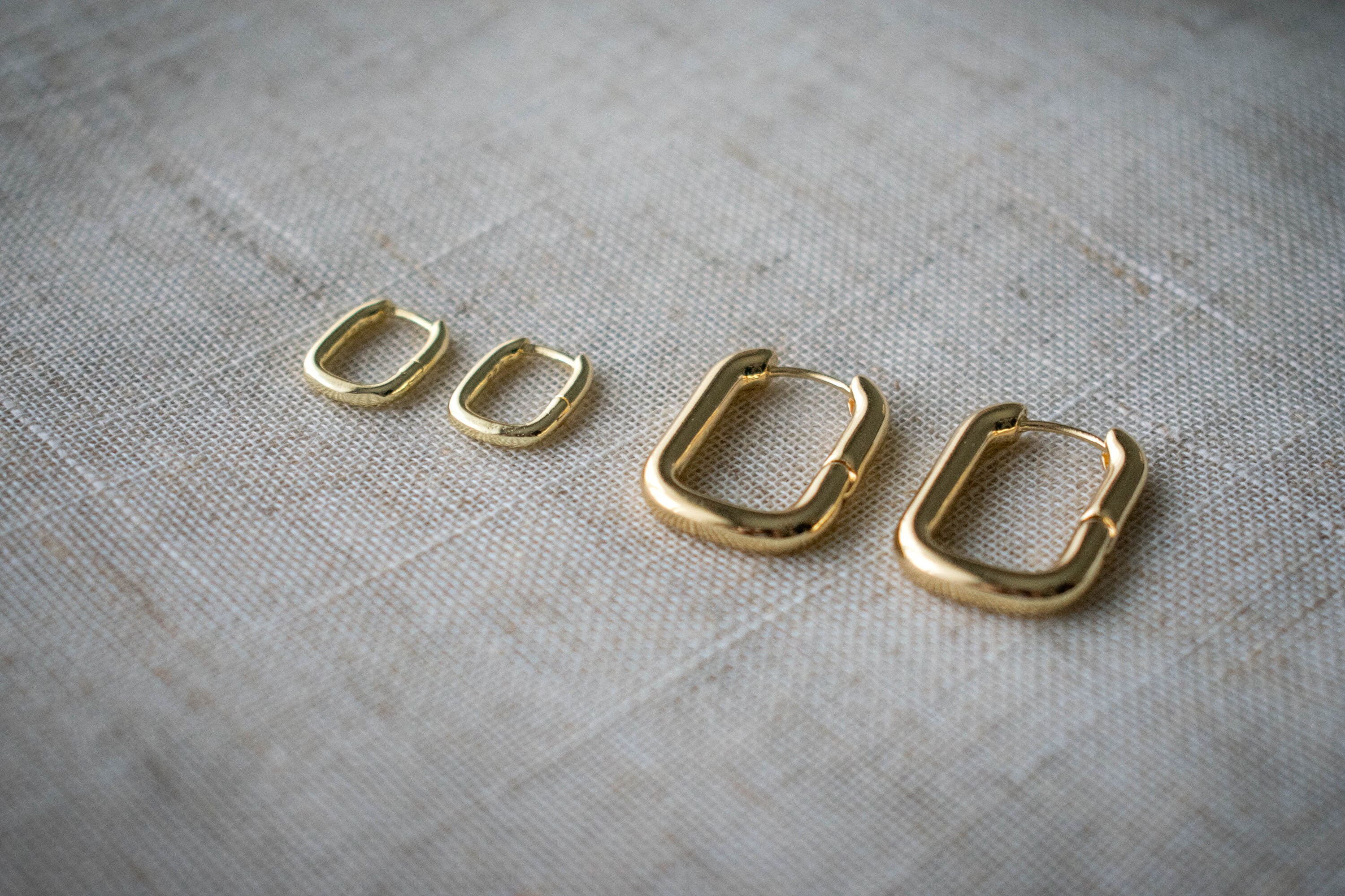 Rectangle Gold Hoop Earrings Rectangle Gold Hoops Geometric - Etsy