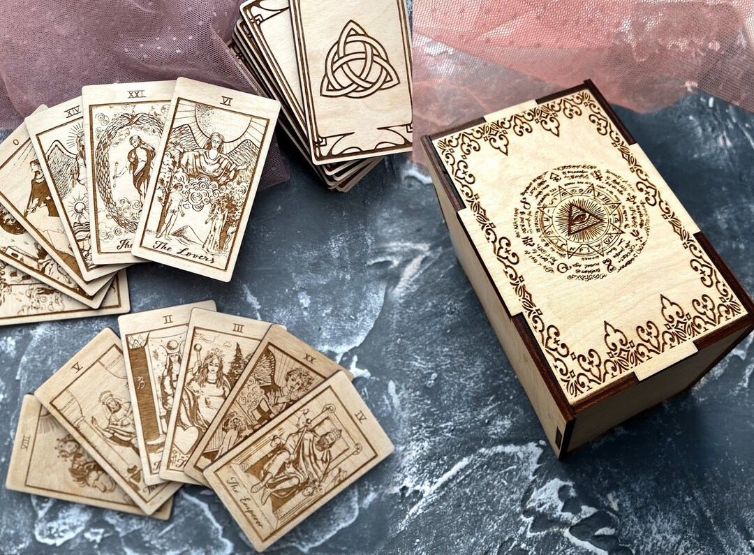 Tarot Deck Gift Set in Wooden Box, Tarot Cards Professional, Wood Tarot ...