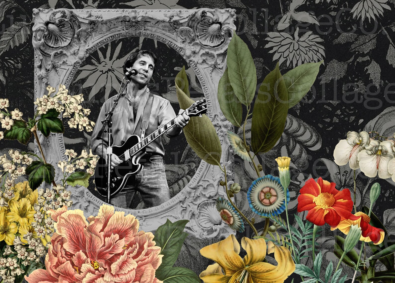 Paul Simon Original Collage Wall Art, Home Decor for Musicians. Musical ...