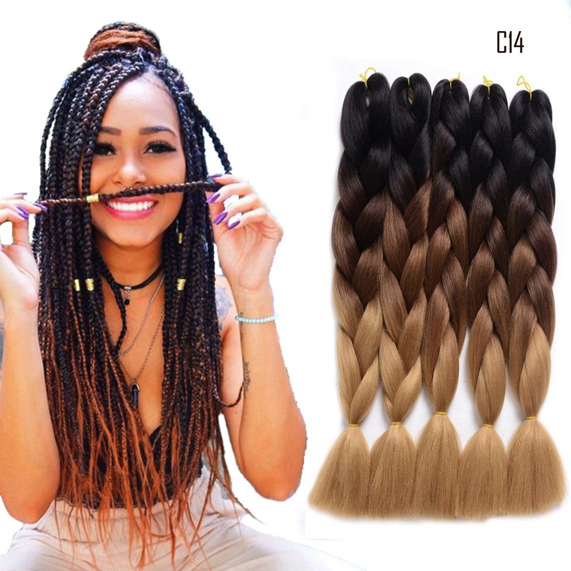 Jumbo Braiding Hair Extensions Kanekalon Box Braids Crochet - Etsy ...