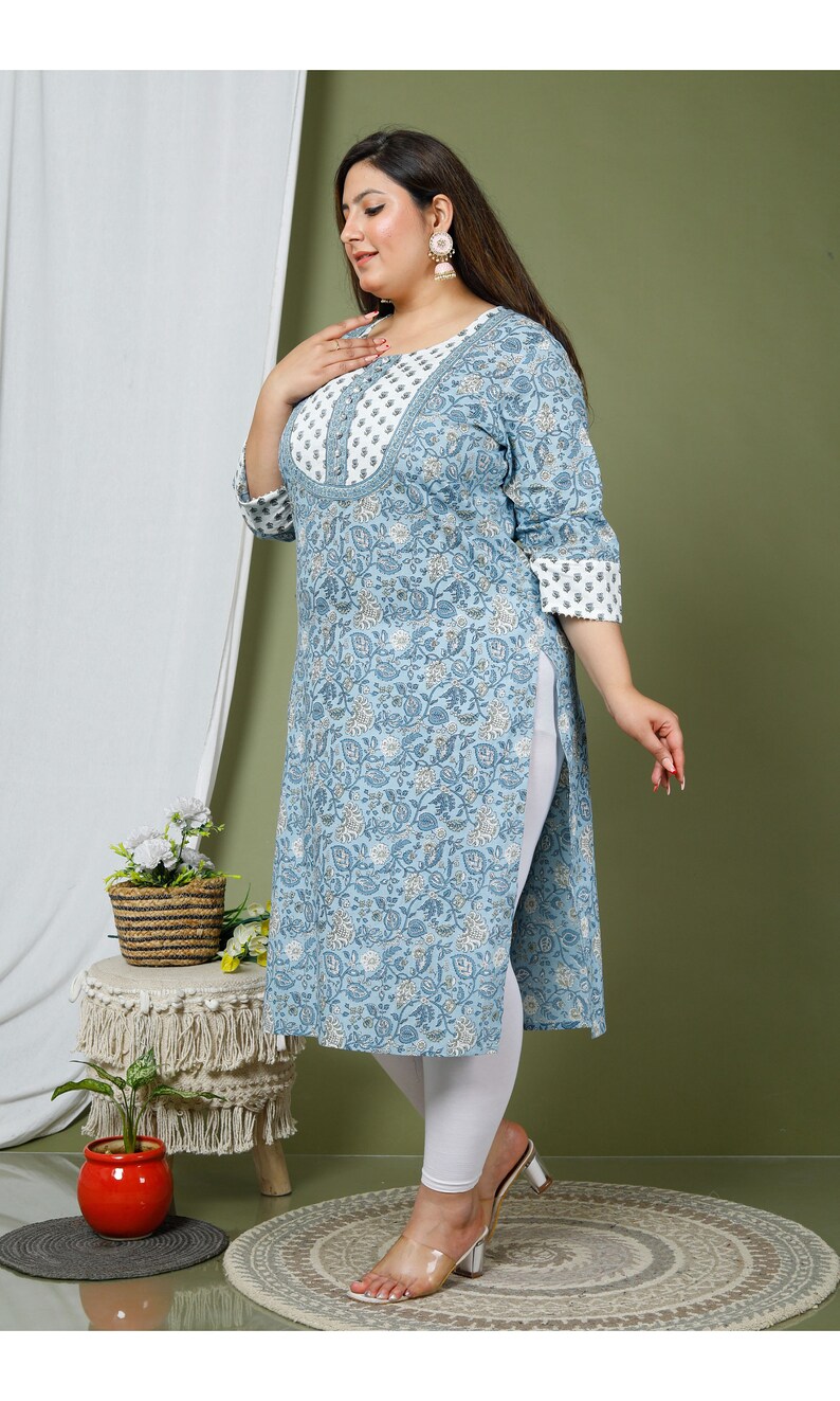 Blue Plus Size Kurtis for Women Daily Wear Cotton Kurti - Etsy