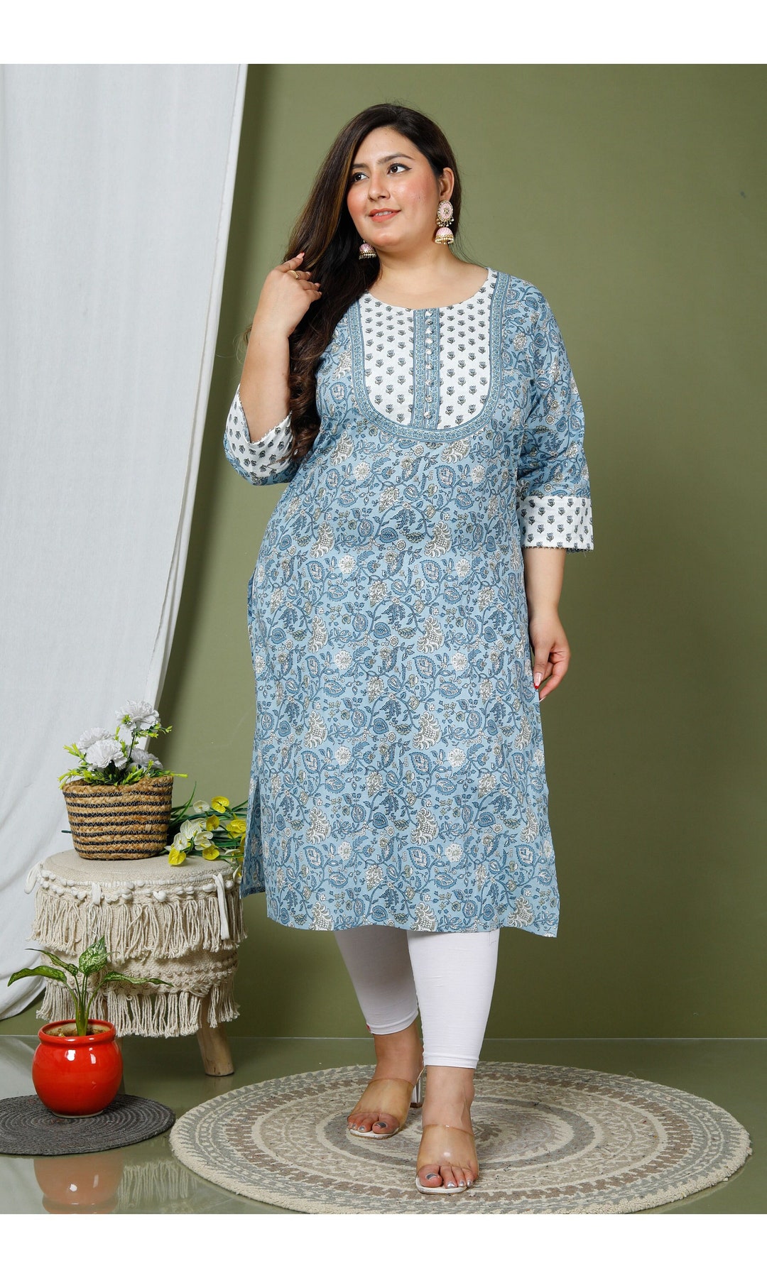 Blue Plus Size Kurtis for Women Daily Wear Cotton Kurti - Etsy