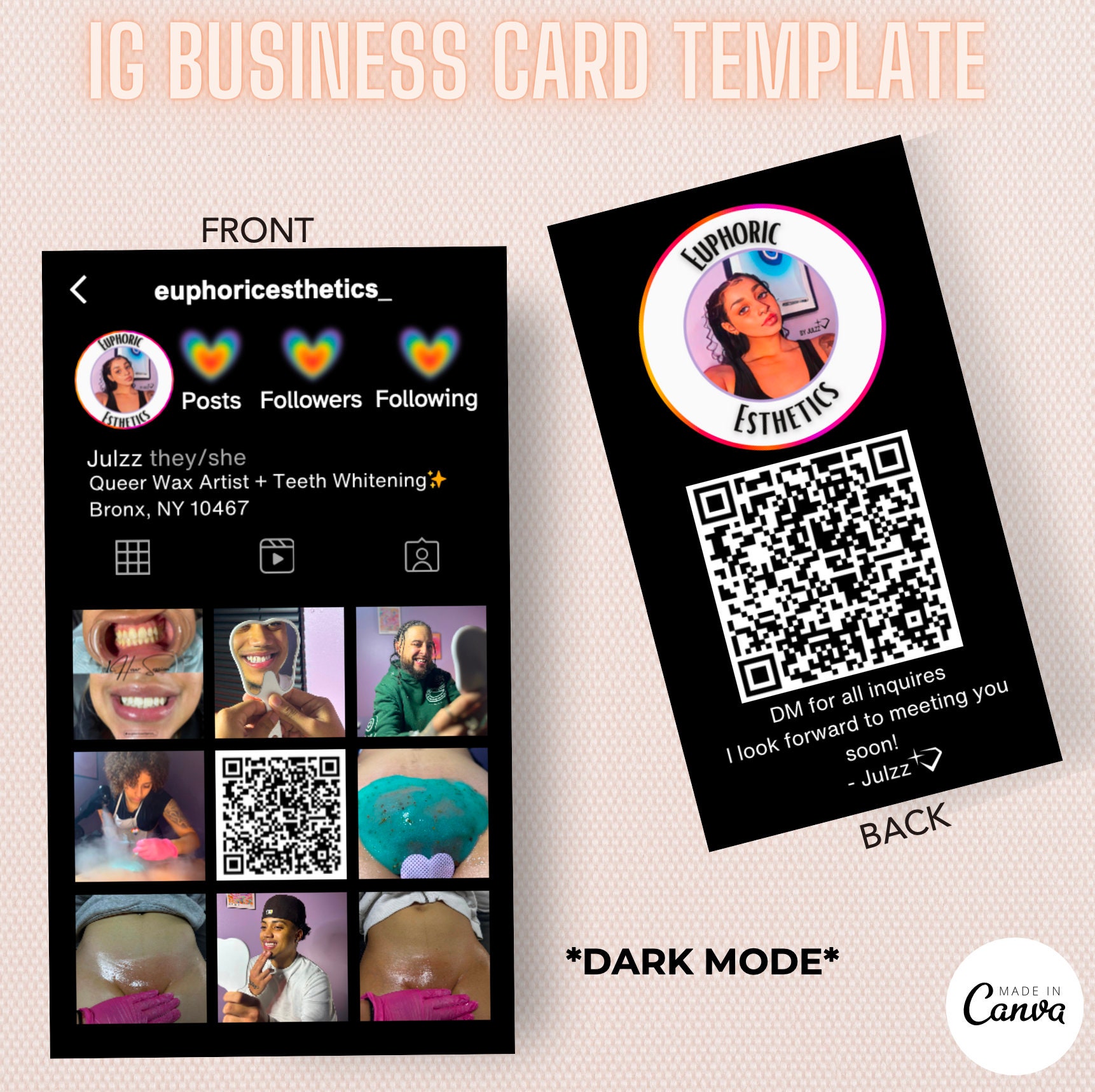 2023 Instagram Business Card, Light & Dark Mode, IG Business Card, DIY ...