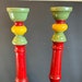 Vintage Tall Wooden Painted Turned Folk Art Candlesticks. 17.5" - Etsy