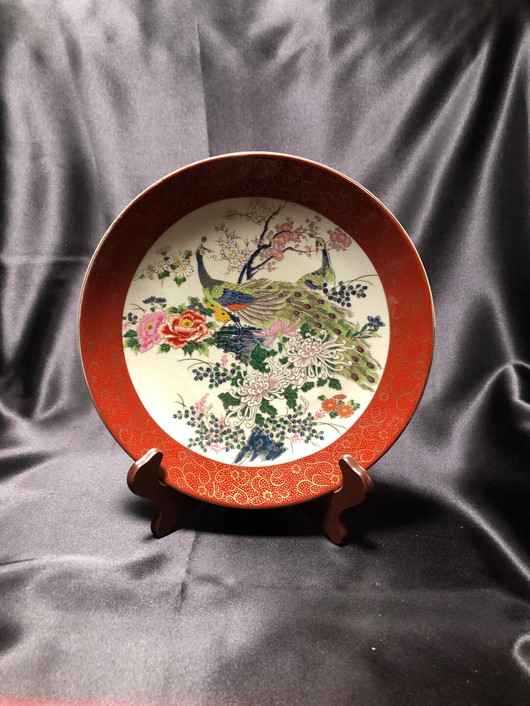 Authentic Japanese Satsuma Plate With Peacocks 1979 - Etsy
