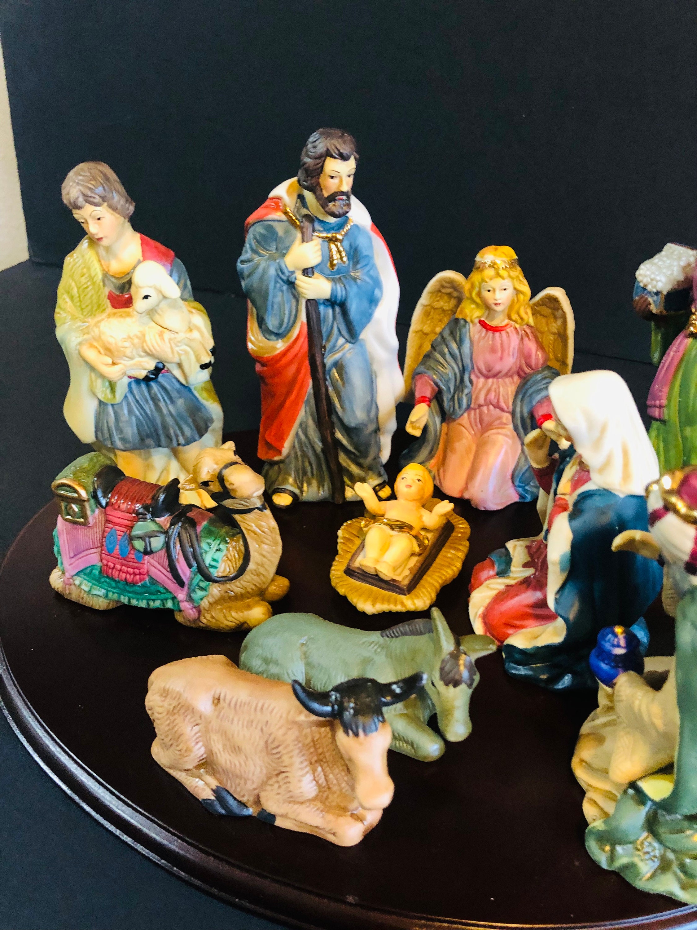Vintage Porcelain Hand Painted Nativity Scene Set Christmas - Etsy