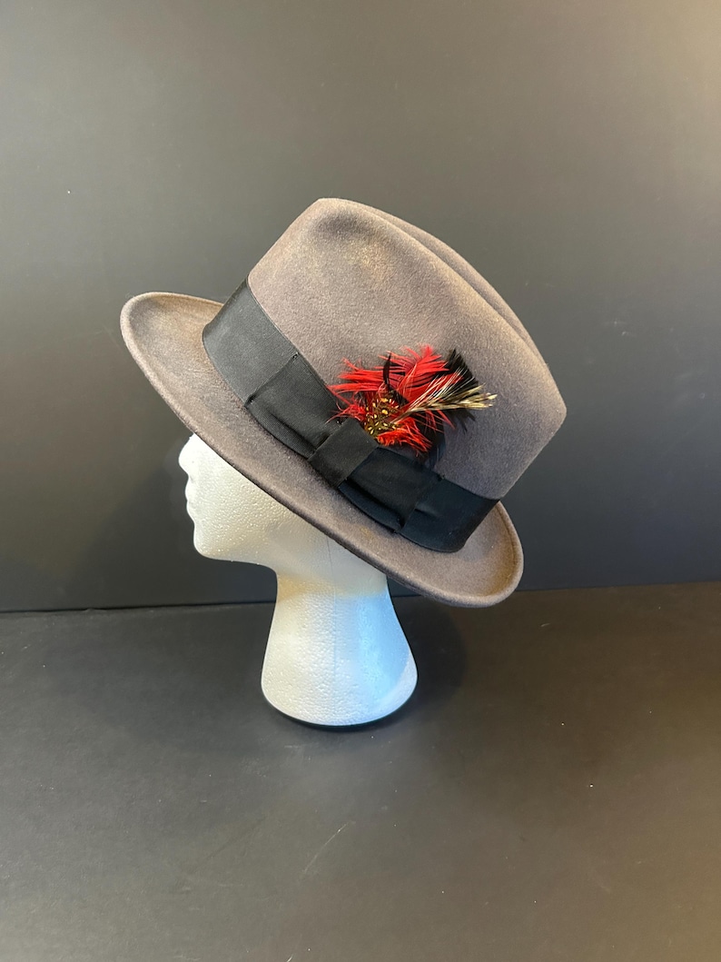 Vintage Bailey Fedora Hat, Brown Wool Felt, Feather Accent - Etsy