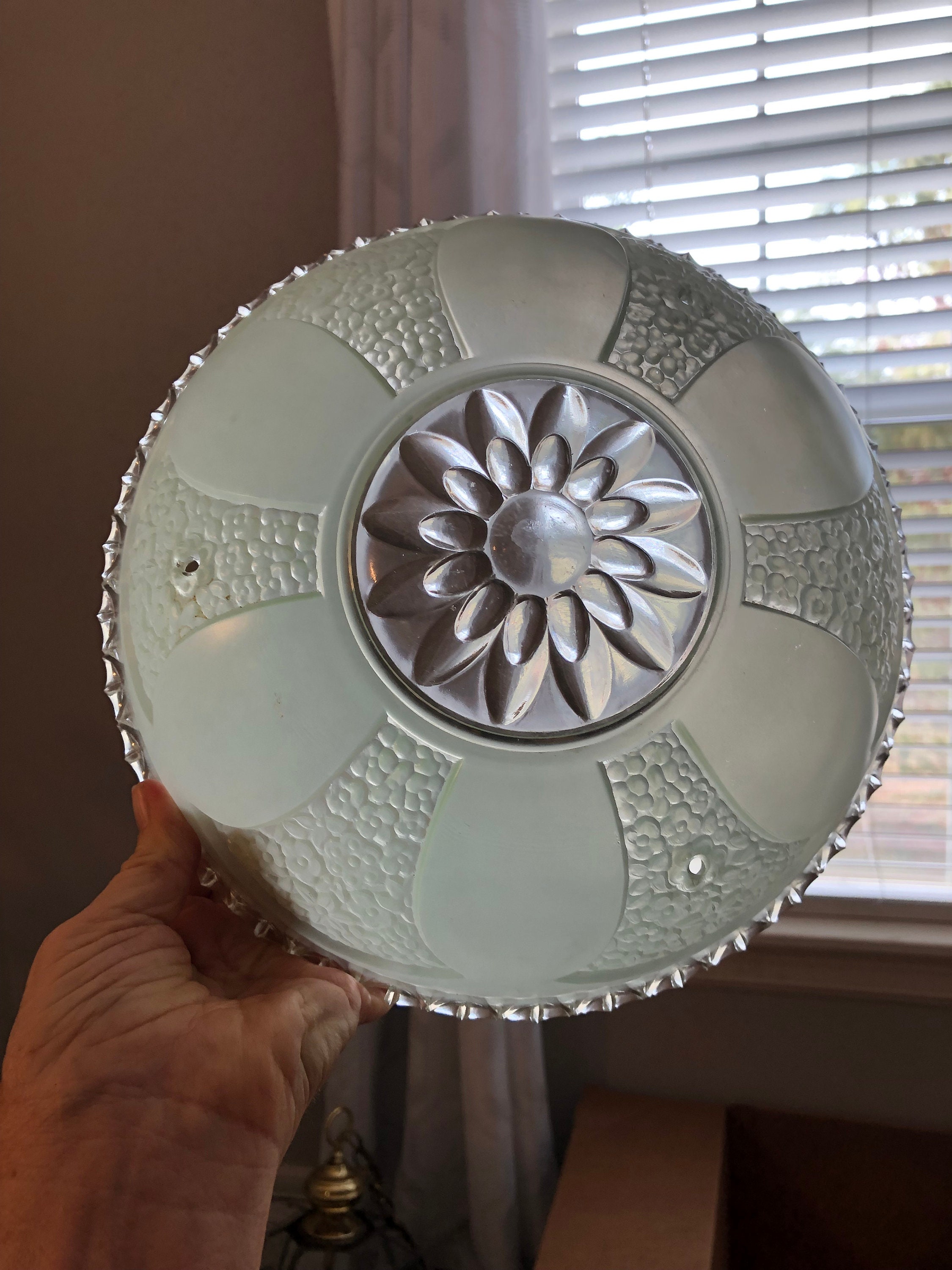 Authentic 1950s Ceiling Light Cover in Heavy Cut Glass and | Etsy
