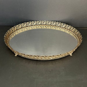 1950s Mirrored Vanity Tray 15 Inches X 8 Inches X 2 Inches Footed ...