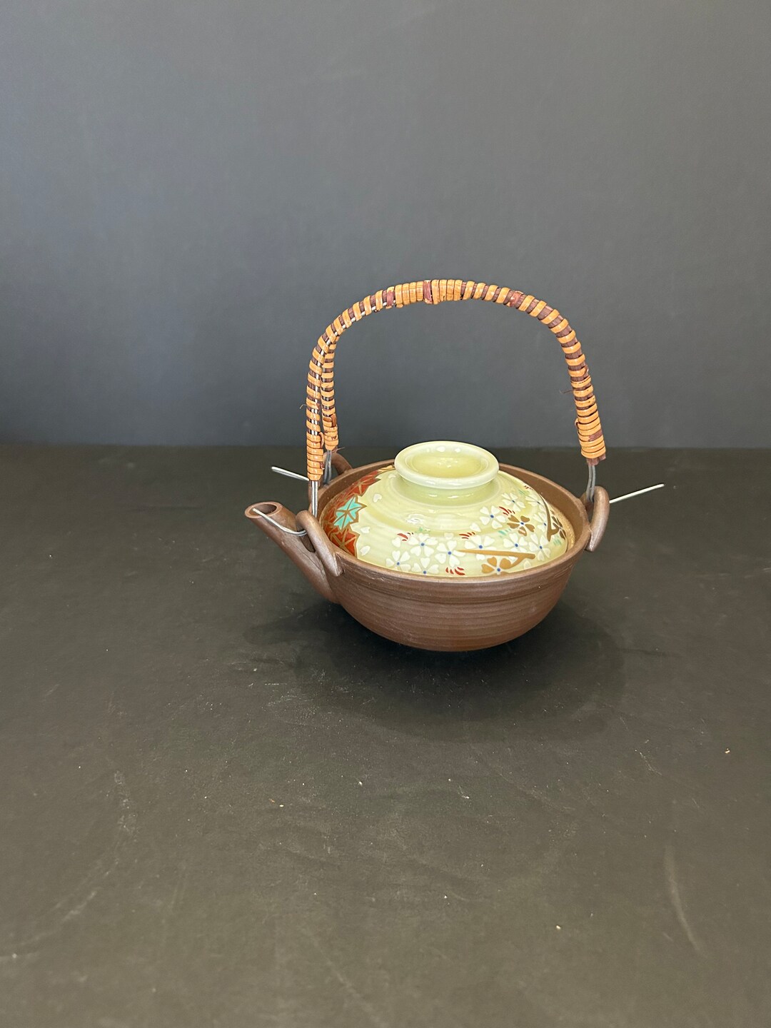 Vintage Fire Textured Clay Teapot With Ornate Glazed Lid 6 X6 Inch - Etsy