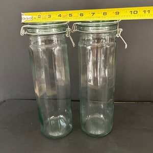 Set of 2 Ribbed Clamped Lid Sealing Tall Storage Jars Vintage - Etsy