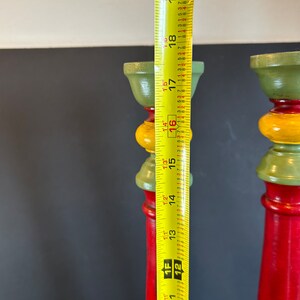 Vintage Tall Wooden Painted Turned Folk Art Candlesticks. 17.5" - Etsy