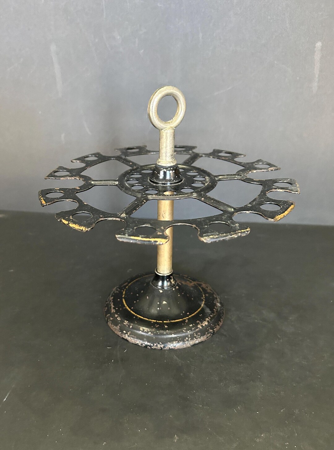 Vintage Metal Hanging Rubber Stamp Holder Turns Office Supplies Desk ...