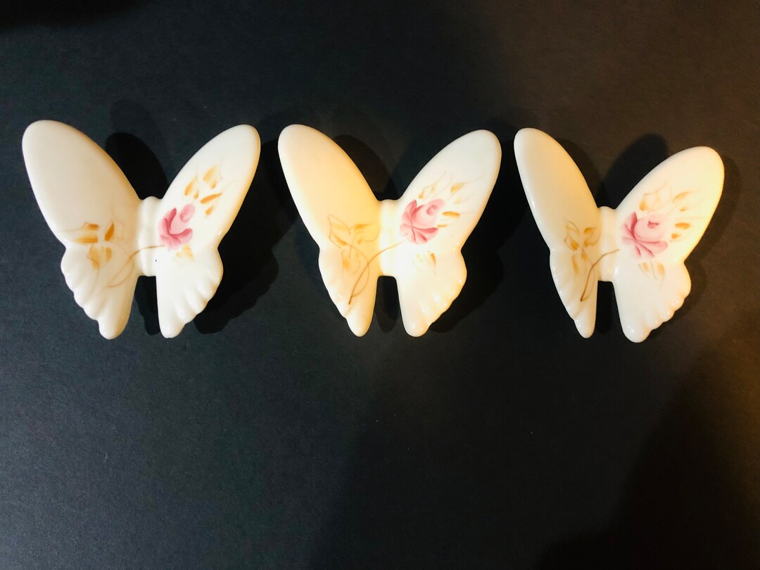 Set of 3 Vintage Hand Painted Ceramic Butterflies Wall Hanging Decor ...