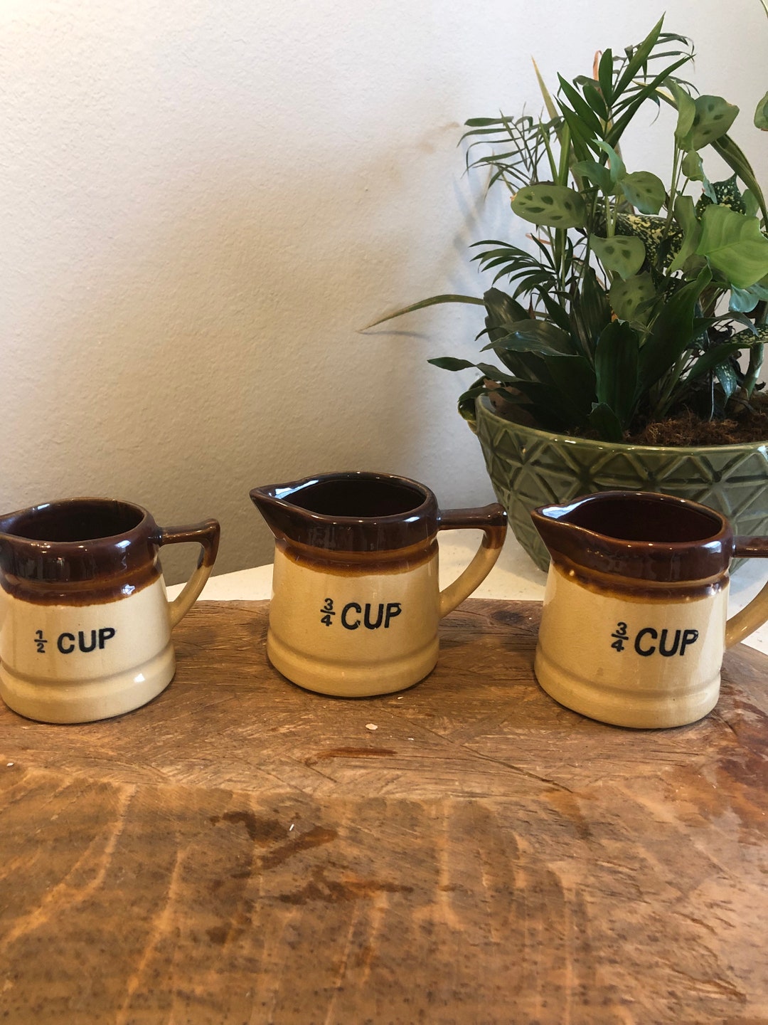 Set of 3 1970's Measuring Small Pitchers Earth Tone Brown and Beige - Etsy