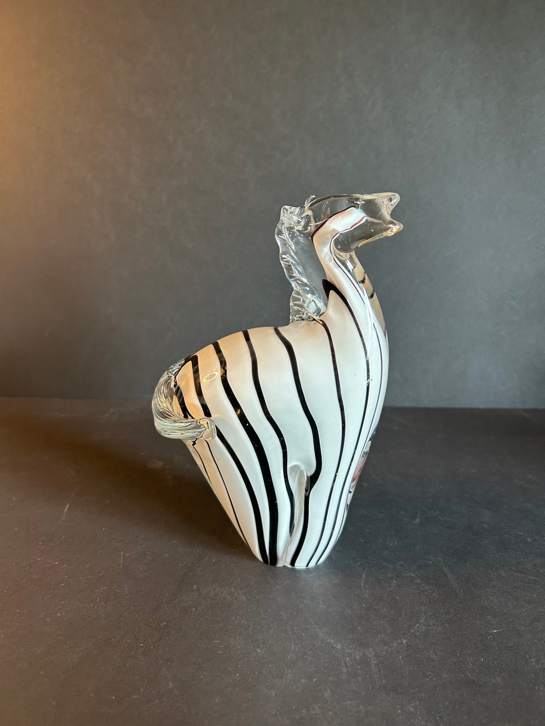 Murano Zanfirico Striped Zebra Glass Sculpture Elegant and Stylish - Etsy