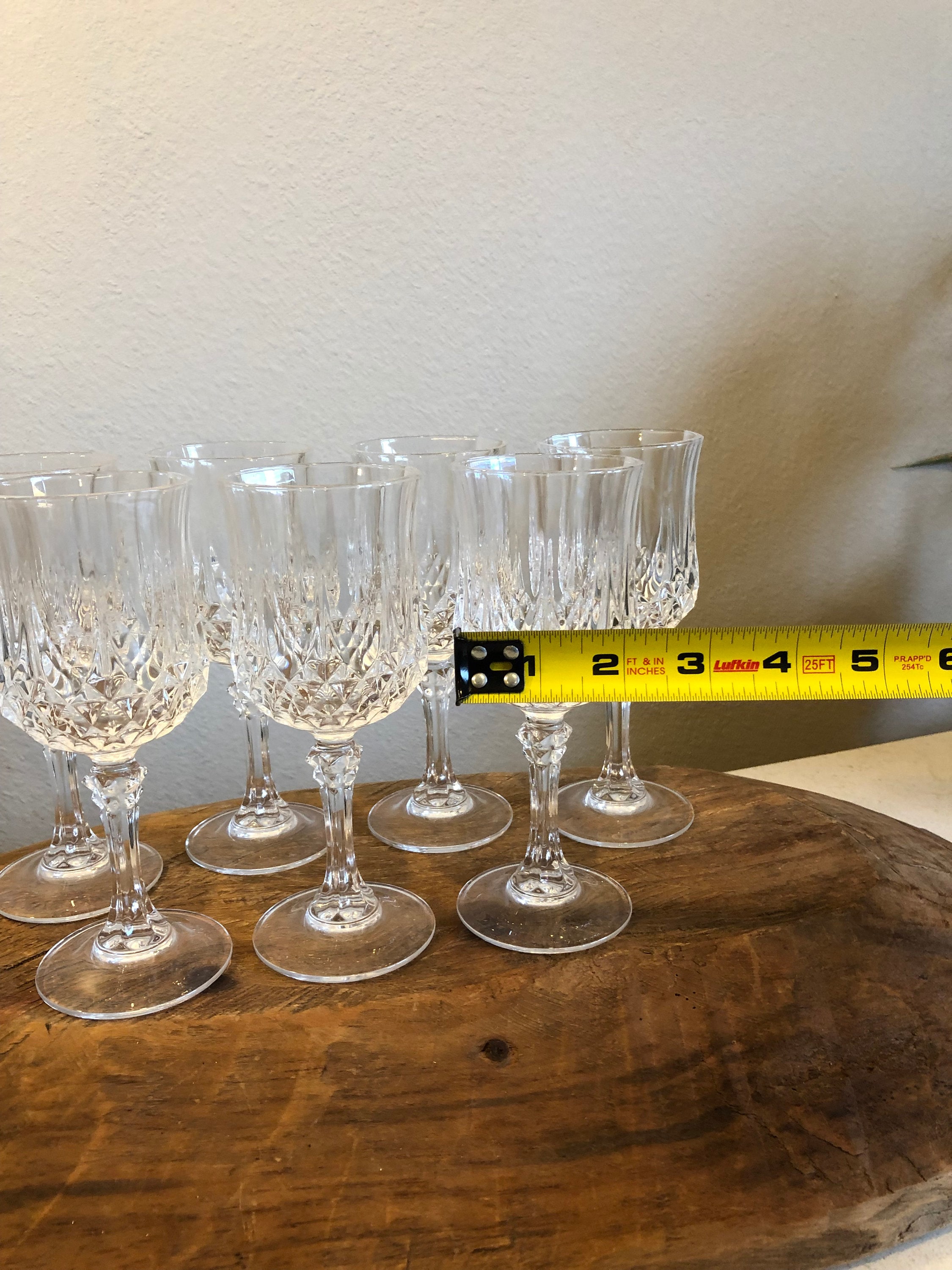 Set of 10 Crystal Cut Glass Wine Glasses Diamond Cut - Etsy