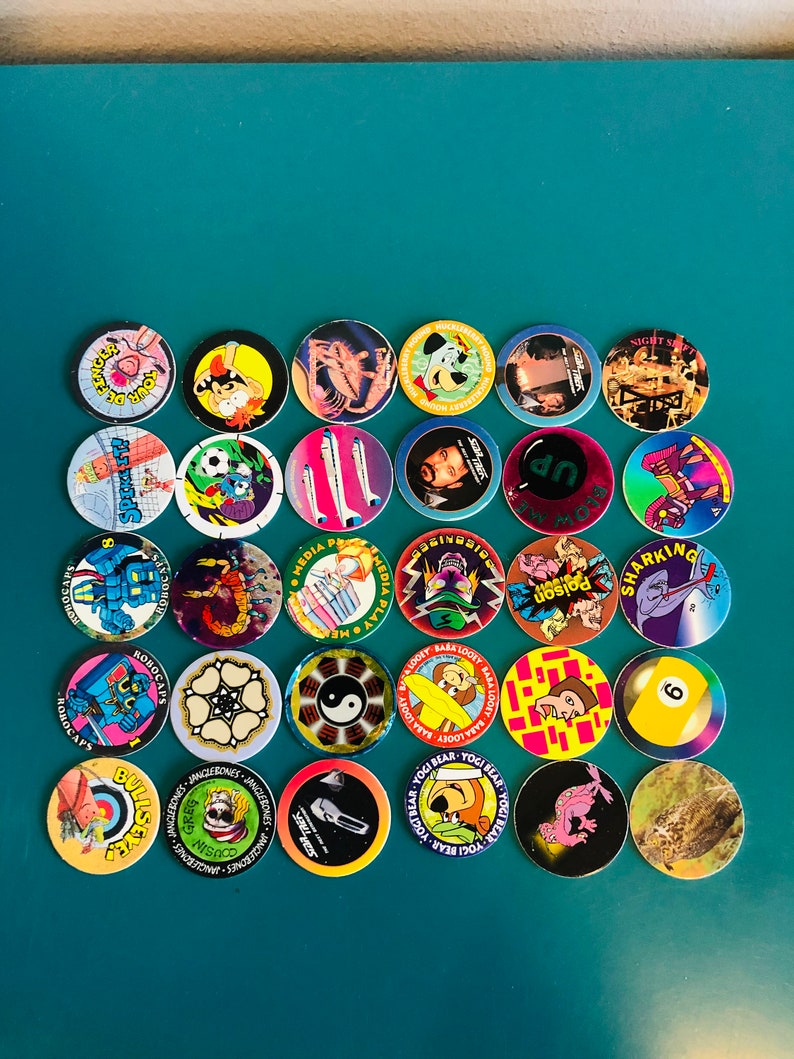 50 Authentic Vintage 1990s Pogs | Original Milk Caps Lot | 90s Toys ...