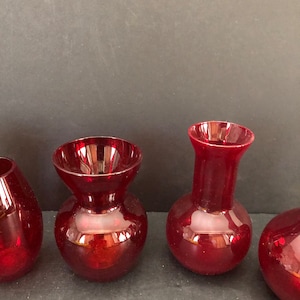 Ruby Red Glass Small Bud Vases Set of 5 - Etsy