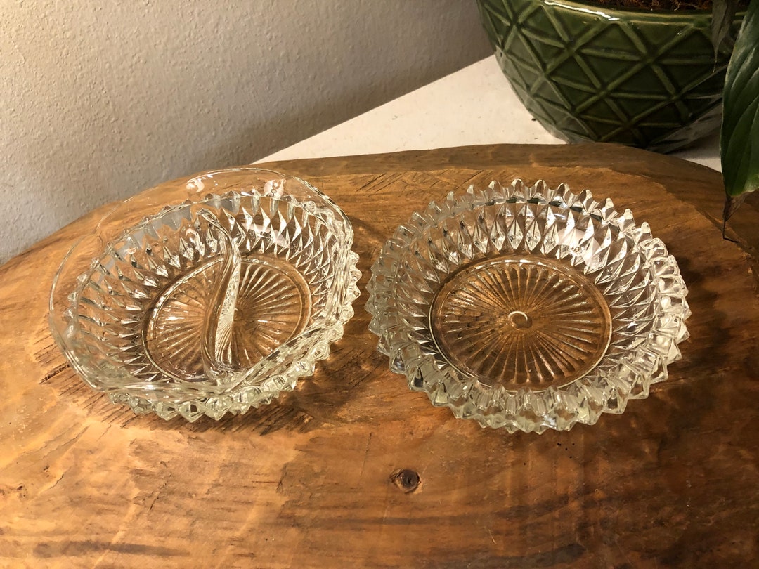 Two Saw Tooth Cut Crystal Dishes - Etsy