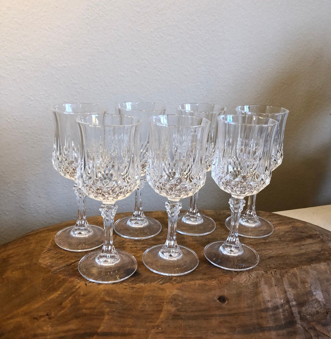 Set of 10 Crystal Cut Glass Wine Glasses Diamond Cut, - Etsy