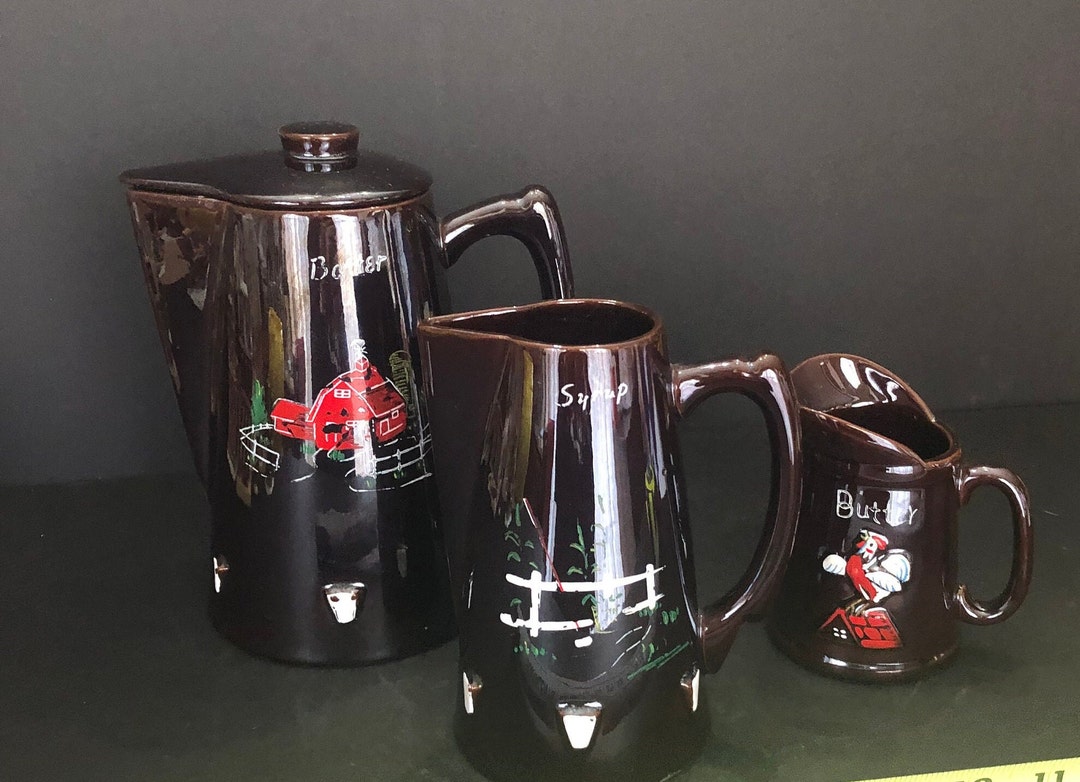 Four Piece Vintage Pancake Batter, Syrup, and Butter Pitcher Set - Etsy
