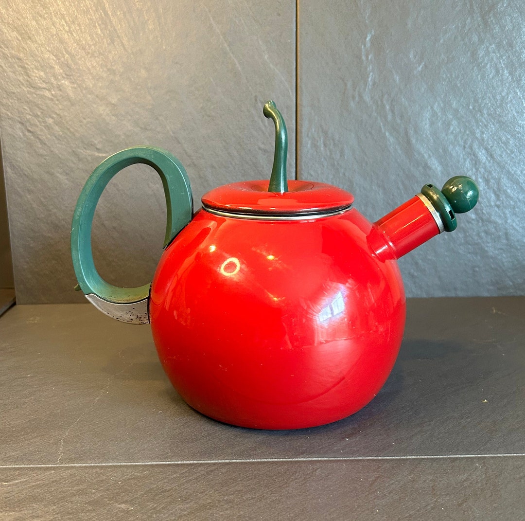 Vintage Usable Apple Shaped Tea Kettle Teapot Whistle Cottage - Etsy