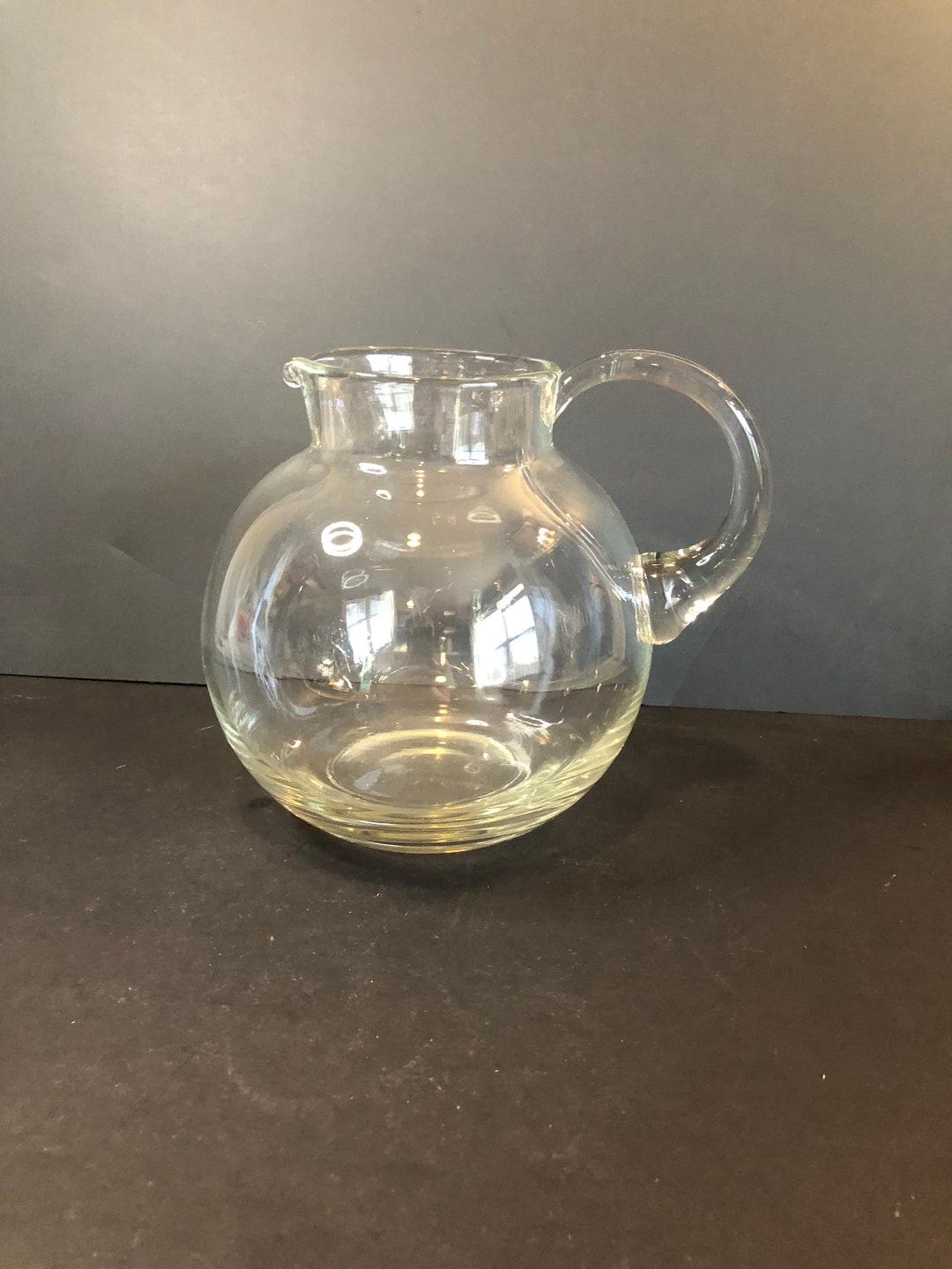 Round Clear Pitcher Vintage - Etsy