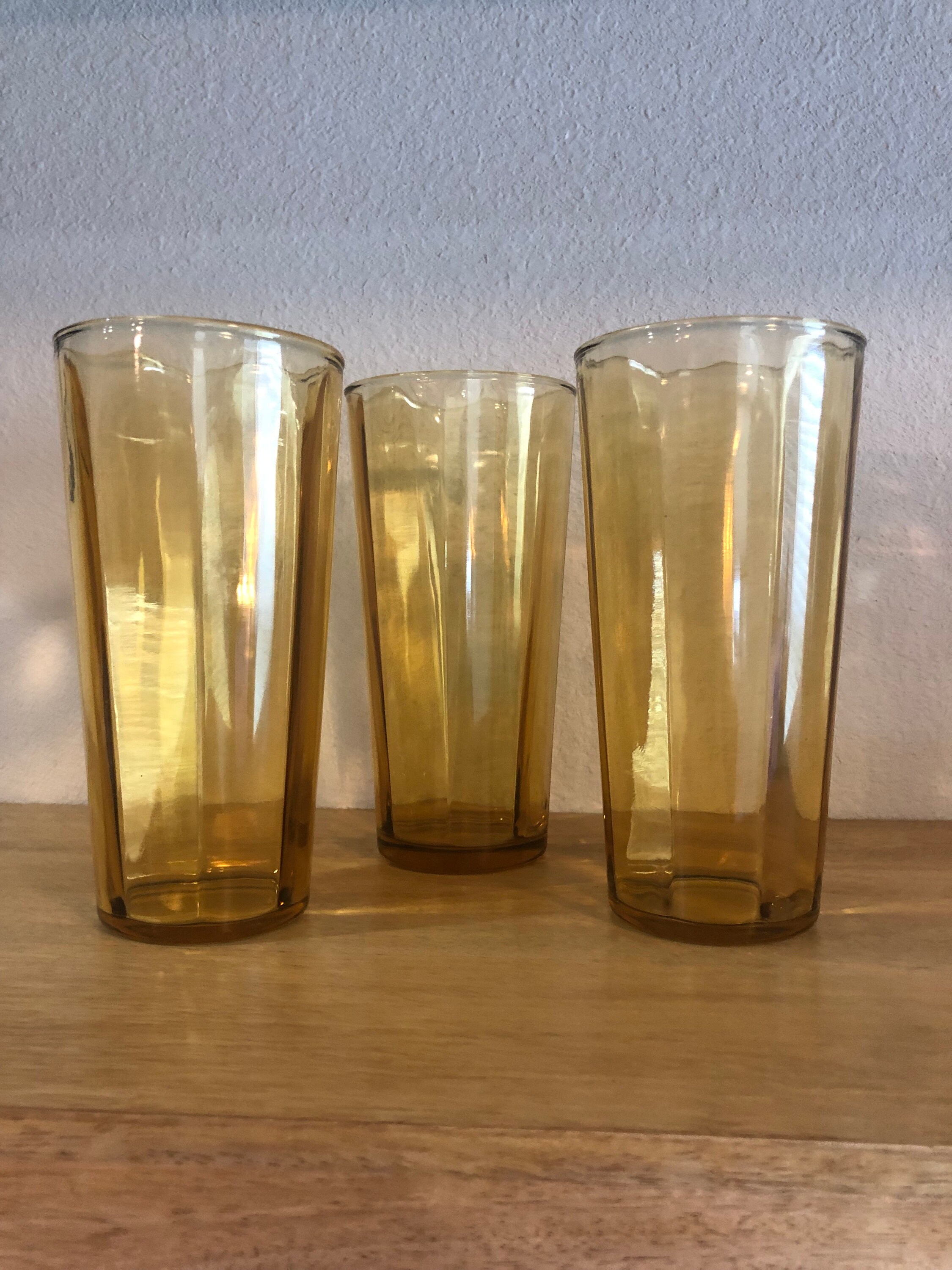 Beautiful Amber Mid-Century Modern Drinking Glasses Barware | Etsy