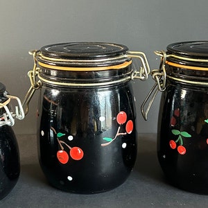 Vintage Hand-painted Cherry Canister Set: 1980s Retro Kitchen Jars - Etsy