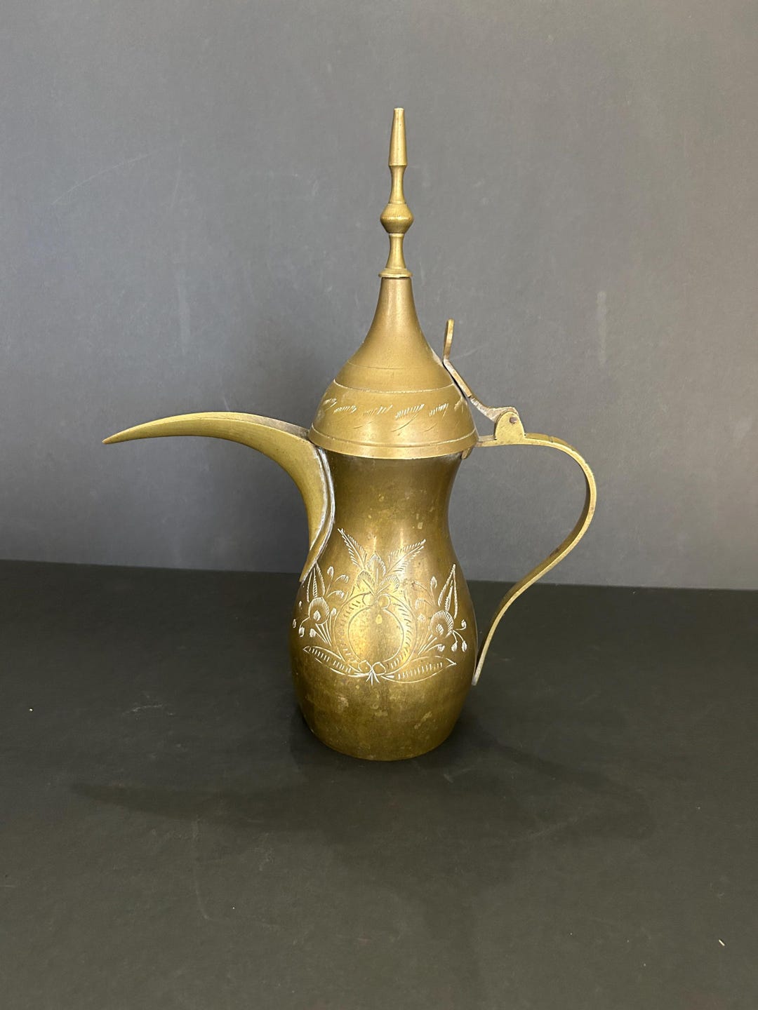 Vintage Islamic Arabic Brass Dallah Coffee Tea Pot 11” Tall Middle ...